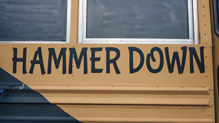 Explore photos of a bus for Purdue football tailgates