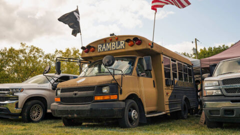 Explore photos of a bus for Purdue football tailgates